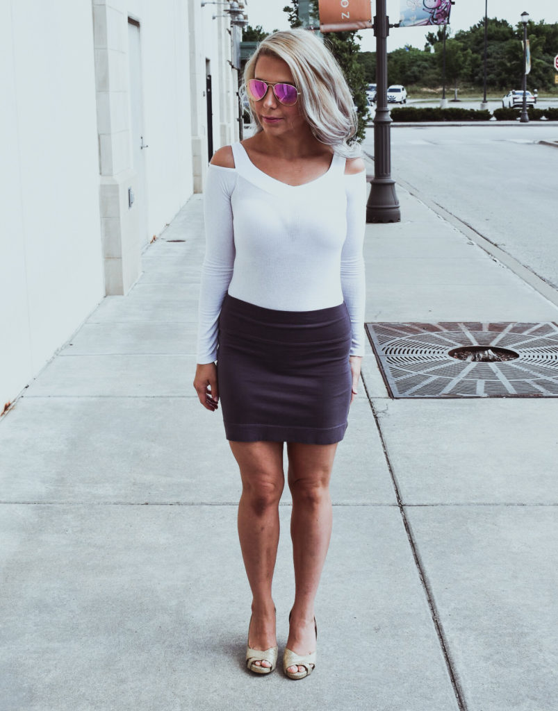 How to Wear a Bodysuit [White Bodysuit + Mini Skirt Style] • COVET by ...